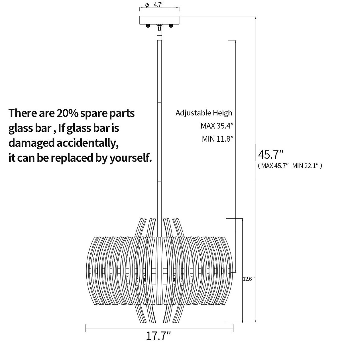 TZOE Crystal Chandelier,Modern Drum Light,17.7"(D) x45.7(H),4 Light Crystal Pendant Light,Adjustable Height,Polished Chrome,UL Listed