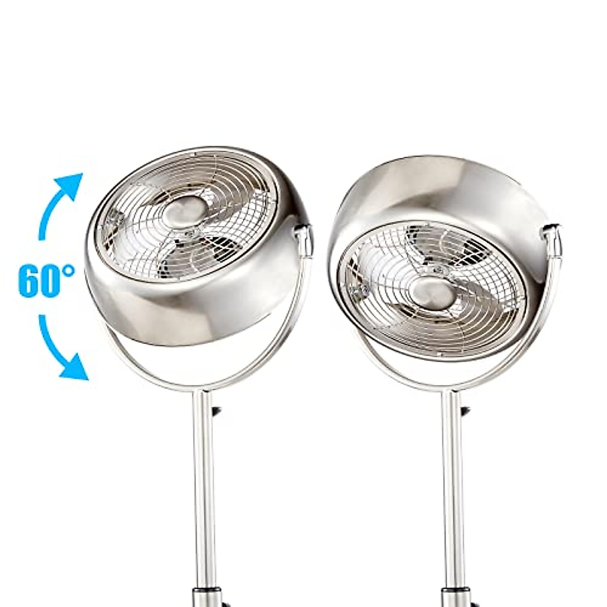 Mros Circulator Fan, Metal Stand up Pedestal Fan,Quite Silence Fan,3-Speed and Adjustable in Height for office, home, bedroom and living room especially ideal for ladies and babies(Brushed Nickel)