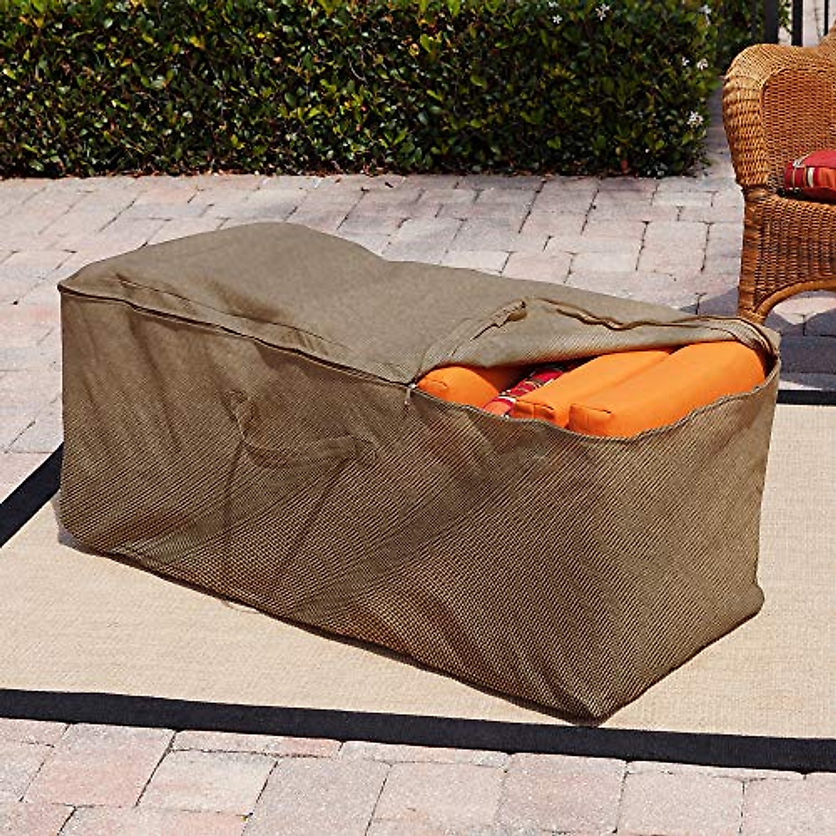 Budge NeverWet Mojave Patio Cushion Storage Bag, Black Ivory, 22" H x 48" W x 18" Deep