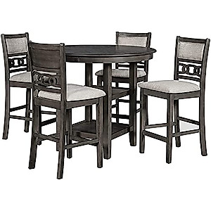 New Classic Furniture Gia 5-Piece Counter Dining Table Set, 42.25-Inch, Gray
