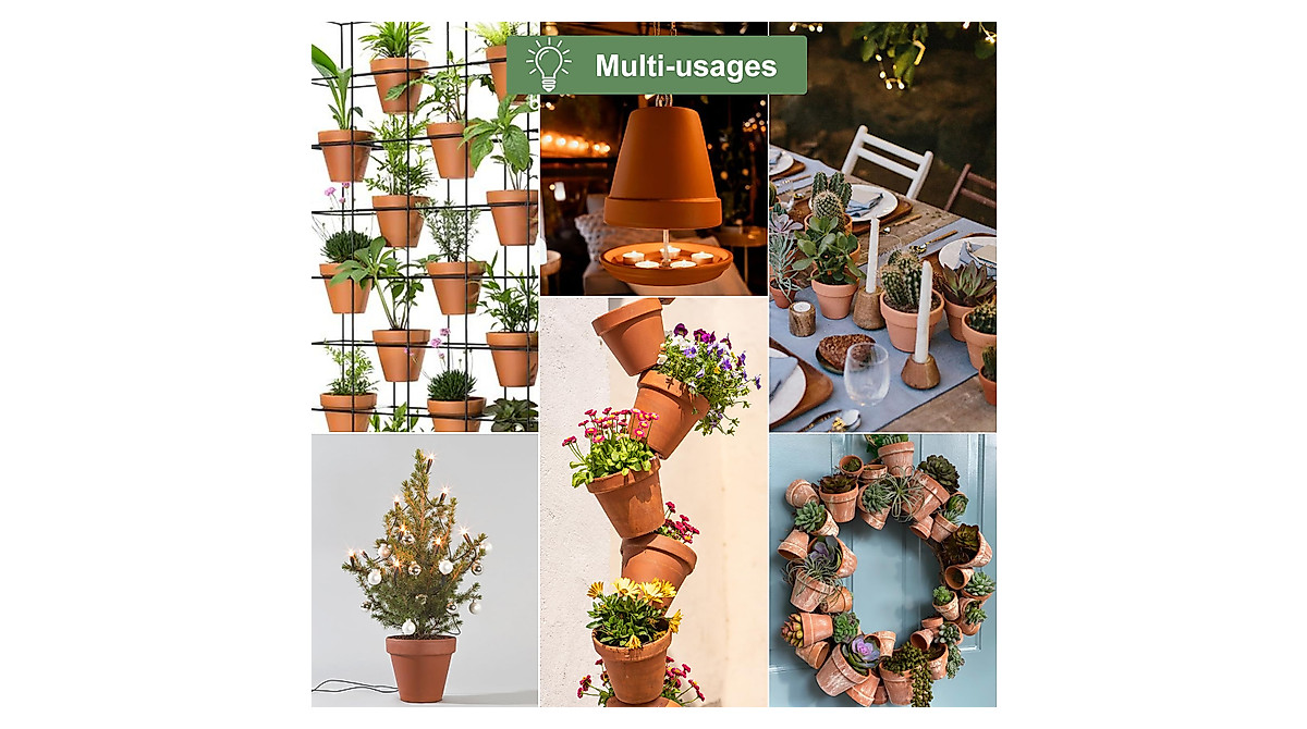 6 Inch Clay Plant Pots with Saucer - Indoor Outdoor Terracotta Planters