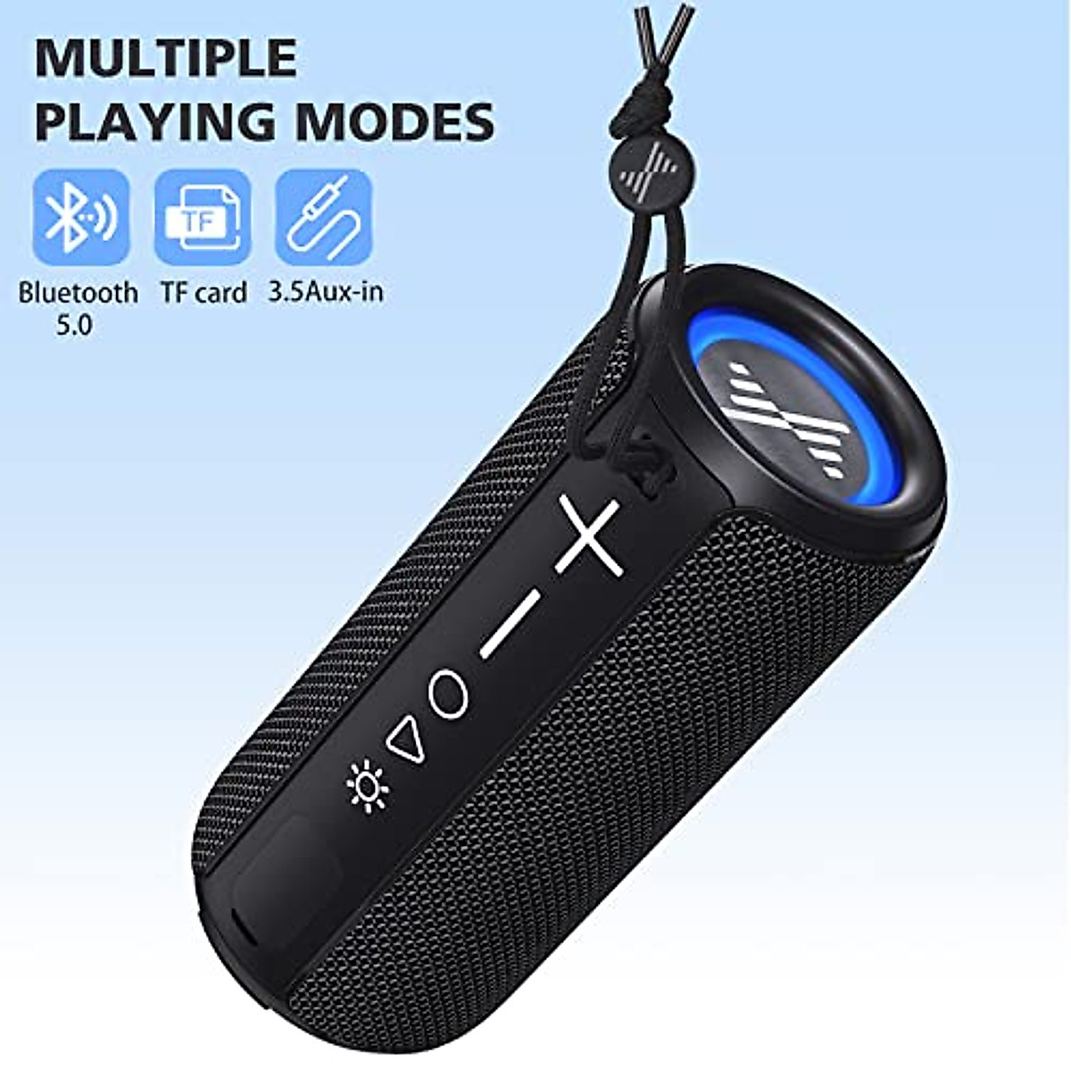 LENRUE Bluetooth Speaker, Portable Wireless Speaker, Waterproof Outdoor Speakers with Light,HiFi Stereo Sound, 24H Playtime,Gift for Men and Woman to Beach,Pool, Bike, Shower