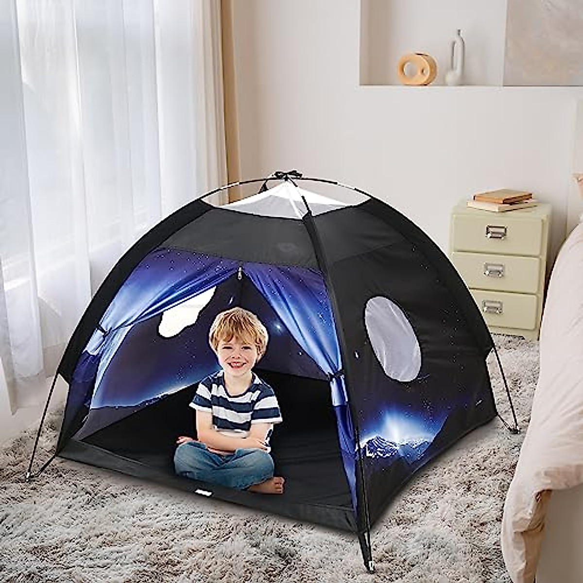 Kids Play Tent Lucky Castle Playhouse for Boys and Girls Easy Fun Dome Tent Camping Playground Pop Up Tent for Kids Indoor and Outdoor Imaginative Play Perfect Kid's Gift (World Stars)