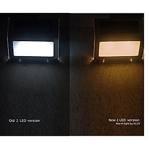 XLUX Solar Lights for Steps Decks Pathway Yard Stairs Fences, LED lamp, Outdoor Waterproof, Warm Light, 6 Pack