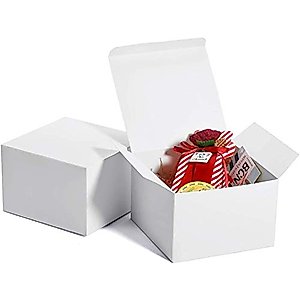 MESHA Kraft Cardboard Gift Boxes 5x5x3.5'' (25-Pack) Paper Gift Boxes with Lids for Bridesmaid & Groomsmen Proposal, Cupcake Boxes, Gift Boxes for Presents, Party Favor, Bridal & Baby Shower, Wedding