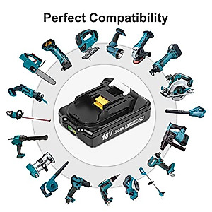 2Pack 3.0Ah Battery Replacement for Makita 18V Battery, Compatible with Makita 18V LXT Tools and Chargers