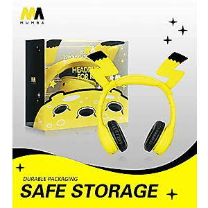 Kids Headphones with VoliBolt Ears, Mumba Wired Over-Ear Headphones with Music Sharing Function, 85dB Volume Limited Hearing Protection,Safe Food Grade Material, 3.5mm Jack (HS01) Headset for Children