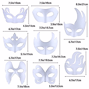 Qavctw 16PCS DIY White Masks Paper Cosplay Christmas Party Mask Unpainted Plain Craft Masquerade Masks for Christmas Mardi Gras Party Mask