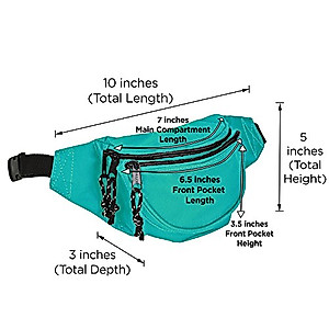 DALIX Fanny Pack w/ 3 Pockets Traveling Concealment Pouch Airport Money Bag (Aqua)