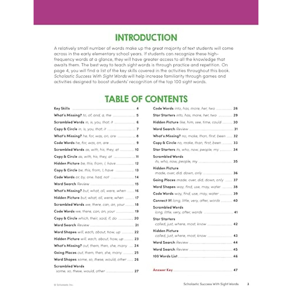 Scholastic Success with Sight Words Workbook