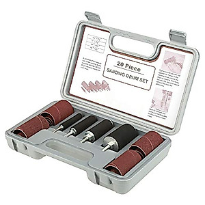 Drill Press Sanding Drum Kit, 20pcs Rubber Sanding Drum Set for Drill Presses and Power Drills, Drum Sander Attachment with Spindle Sander Sleeves and Tool Carrying Case, 1/2, 3/4, 1, 1-1/2 Inch