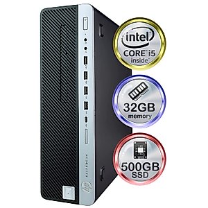 HP ProDesk 600G3 Desktop Computer | Quad Core Intel i5 (3.2) | 32GB DDR4 RAM | 500GB SSD Solid State | Windows 10 Professional | Home or Office PC (Renewed)