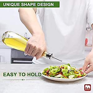 GMISUN Oil and Vinegar Dispenser Set, Olive Oil Dispenser Bottle for Kitchen, Cooking Oil Container Cruet Set, Clear Glass Bottles Vegetable Oil Dispenser with Label, Decorative (2 Pack, 17oz)