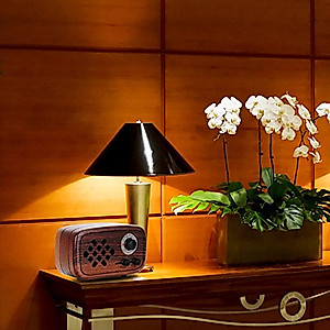 Rerii Bluetooth Speaker, Handmade Walnut Wood Retro Small Bluetooth Radio FM AM, Portable Wireless Speakers for Home and Office
