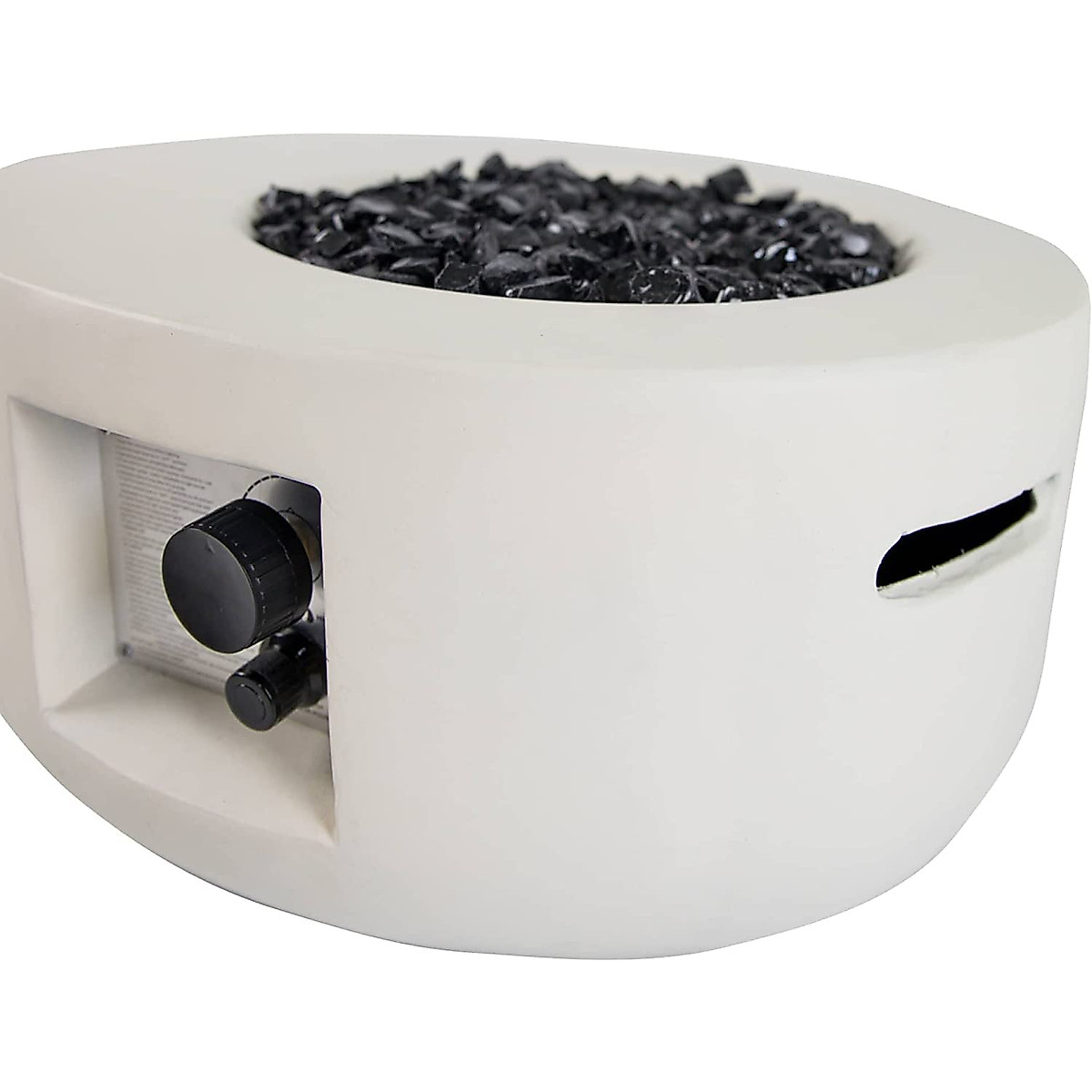 Bluegrass Living HF26900AA Carlisle Propane Fire Pit Table for Patio and Deck Use, MGO Construction, Includes Glass Beads and Protective Cover, 26 Inches, White