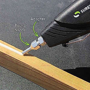 Surebonder Interchangeable Hot Glue Gun Nozzles - 4 Pack Includes Adapter, Small & Large Round Nozzles, Flat Nozzle - Made of Aluminum for Durability & Smooth Glue Flow