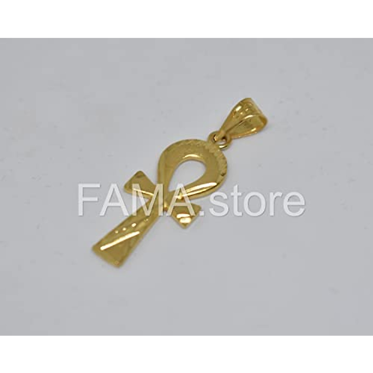 FAMA.store Egyptian Jewelry Ankh Cross Key of Life 18K Solid Yellow Gold necklas Pendant #12