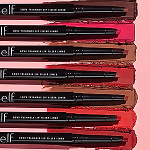 e.l.f. Love Triangle Lip Filler Liner, 2-in-1 Lip Liner Pencil For Sculpting & Filling, Long-Lasting Intense Color, Plum