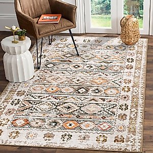 Wonnitar Boho Washable 3x5 Area Rug, Non-Slip Moroccan Entry Rug Distressed Throw Rug for Bedroom, Non-Shedding Western Aztec Low Pile Floor Carpet for Kitchen Bathroom Entrance (Khaki/Multi,3'x5')