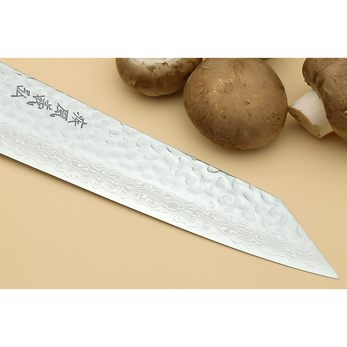 Yoshihiro VG-10 Hammered Damascus Kiritsuke Sword Tip Multipurpose Japanese Chef Knife 8.25 inch - Western Style Mahogany Handle