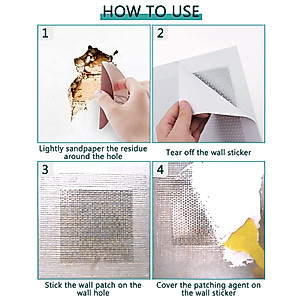 Seloom 15 Pcs Drywall Repair Kit, 2/4/6/8 Inch Self Adhesive Fiberglass Mesh Wall Repair Patches, Drywall Tools Wall Hole Quick Repair Aluminum Plate Repair Patch for Damaged Drywall Ceiling