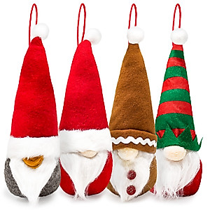 JOYIN 4PCS Christmas Gnome Decorations 8” Christmas Plush Gnome Ornaments, Tomte Nordic Gnomes Christmas Indoor Decorations, Xmas Decor, Christmas Party Gifts, Tree Ornaments Decorations