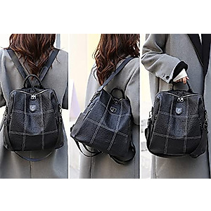 BONVEN Small Backpack for Women,Fashion Backpack Purse Faux Leather Shoulder Back Pack Bag Black