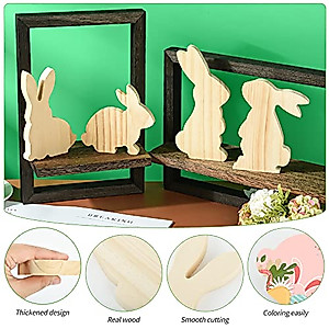 4Pcs Easter Wooden Bunny Cutouts Unfinished Bunny Tiered Tray Decor Large Wood Bunny Table Wooden Signs Easter Spring Ornament for DIY Craft Party Desk Office Home Classroom Decor