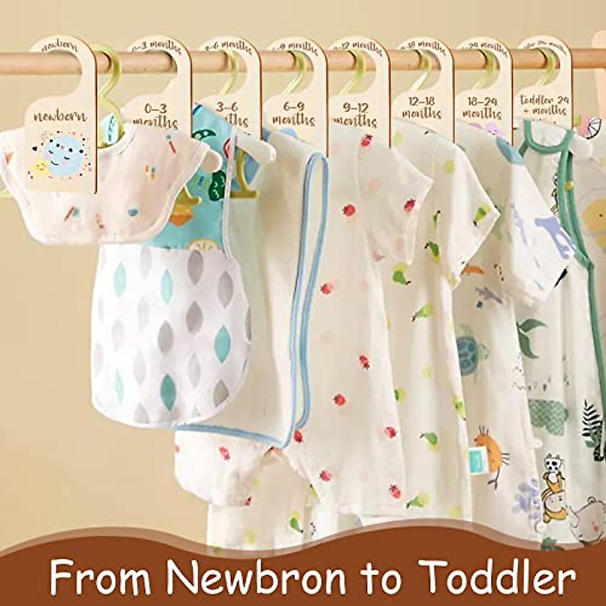 Baby Closet Dividers, 8 Pcs Double-Sided Wooden Baby Clothes Organizer from Newborn to 24 Month, Baby Clothes Dividers for Baby Room, Nursery, Daycare Wardrobe