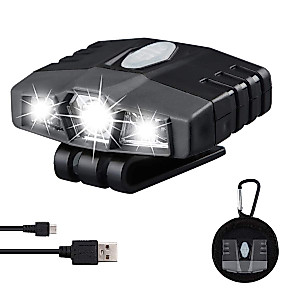 Ultra Bright Hat Light - 200 Lumens CREE LED Clip on Baseball Cap Light, Rechargeable Mini Hands Free Headlamps for Camping Running Fishing Working - IPX5 Waterproof - 2023 Upgraded