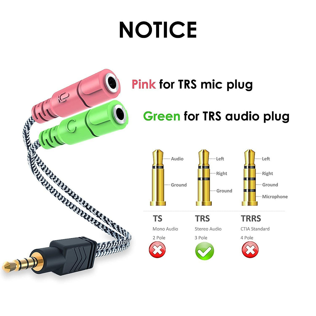 Bundle MillSO Headphone Mic Splitter, 3.5mm Headset Adapter 2 TRS Female to TRRS Male + MillSO USB External Sound Card Audio Adapter, USB to 3.5mm TRS Headphone and Microphone Stereo Jack Splitter