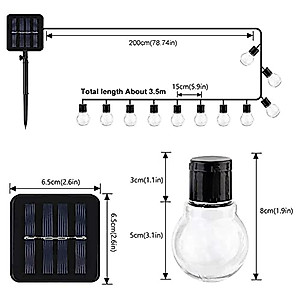 PUZOU Solar Lights, 10LED 3.5M 8 Modes Waterproof String Lights Outdoor Fairy Lights Crystal Balls Decorative Lighting for Garden Home Party Wedding Christmas Decoration