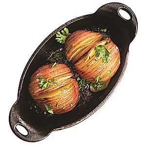 Lodge Heat Enhanced and Seasoned Cast Iron Oval Mini Server, 9-Ounce, Black