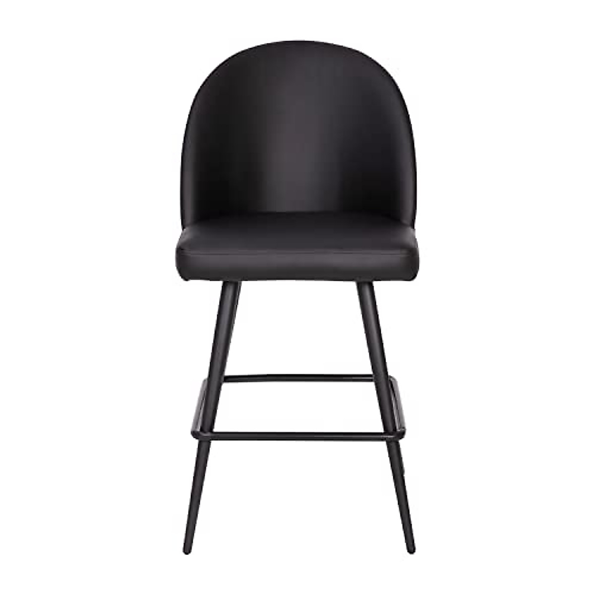 Flash Furniture Lyla Commercial Grade Modern Armless Counter Stools-Black LeatherSoft Upholstery-26" Barstool-Contoured Backrest-Steel Frame & Footrest-Set of 2