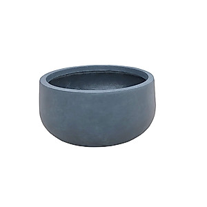 Kante 19.6" Dia Round Concrete Planter, Cement Plant Pots with Drainage Hole and Rubber Plug for Outdoor Indoor Garden Home, Modern Curvaceous Design, Charcoal