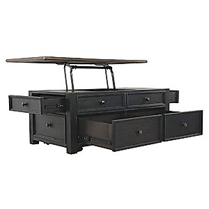 Signature Design by Ashley Tyler Creek Rustic Farmhouse Lift Top Coffee Table with Drawers, Brown & Black