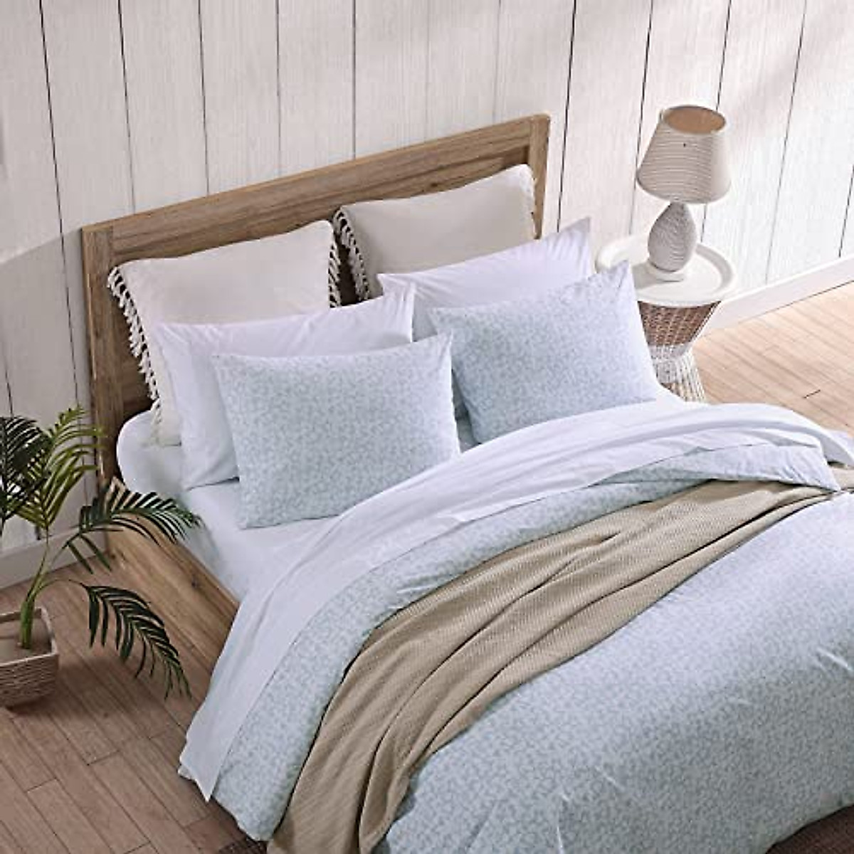 Tommy Bahama- Queen Duvet Cover Set, Reversible Cotton Bedding Set with Matching Shams, Coastal Home Décor (Koya Bay Blue, Queen)