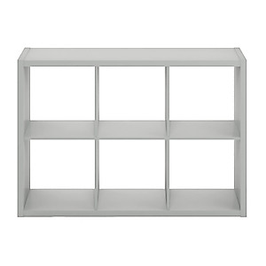 Furinno Cubicle Open Back Decorative Cube Storage Organizer, 6-Cube, Light Grey