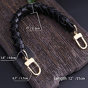 TOURDREAM Braided Handle for Beaubourg Hobo Top Handle Neonoe Strap Pouch Pochette Handle (Black)