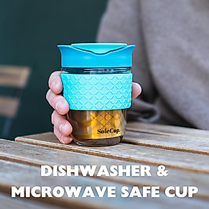 SoleCup. Travel Mug Loose Tea Infuser - Detachable Tea Strainer with Spillproof Lid - BPA-Free Reusable Glass Travel Coffee Cup with Silicone Band (Ice Cream)