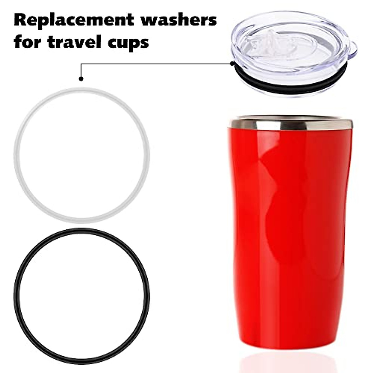 DanziX 10 Pcs Replacement Gasket Compatible with Contigo Snapseal Byron Travel Mug 16oz & 20oz,Leak-Proof Rubber Seals Lid Gaskets Replacement for Contigo Mugs (Black&White)