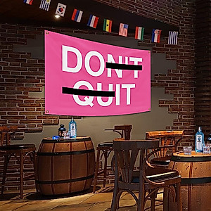 Don't Quit Flag Motivational Fitness Gym Pink Flag Banner for Lady Banner 3×5FT Pub Club College Dorm Room Wall Bedroom Living Room Decoration with 4 Brass Grommets