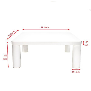 White Coffee Table, Modern Sofa Center Table, Small Square Coffee Stable, TV Stand Side End Table for Small Apartment, Living Room, Office, Home, Office