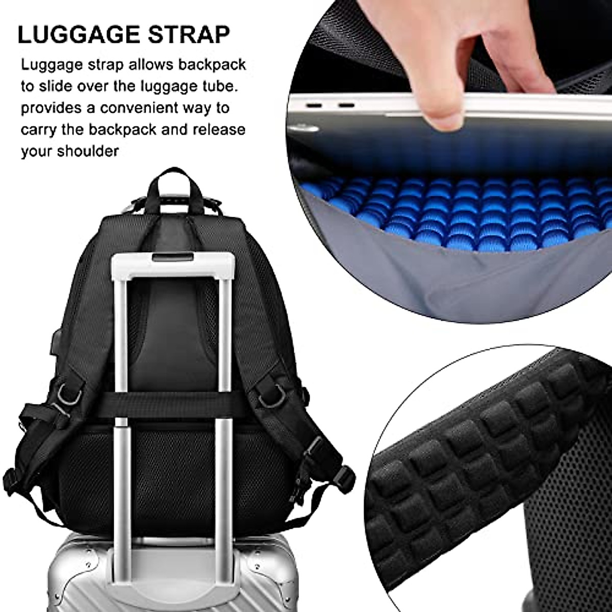 aocrin YH&GS Laptop Backpack, Business Travel Laptops Backpackfor for Men Women, Work Laptop Backpack Fits 15.6 Inch with USB Charging Port, Black