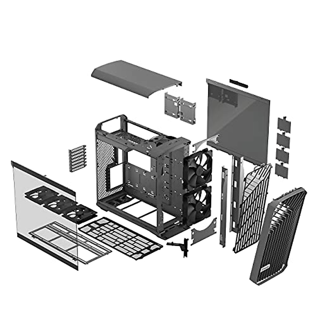 Fractal Design Torrent Gray - Ligth Tint Tempered Glass Side Panel - Open Grille for Maximum air Intake - Two 180mm PWM and Three 140mm Fans Included - Type C - ATX Airflow Mid Tower PC Gaming Case