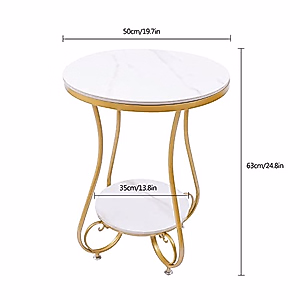 End Table, Modern Round Coffee Table 2-Tier Storage Space Round End Table Side Table Nightstand for Storing and displaying Objects and Decorations for Living Room Bedroom Office Small Space