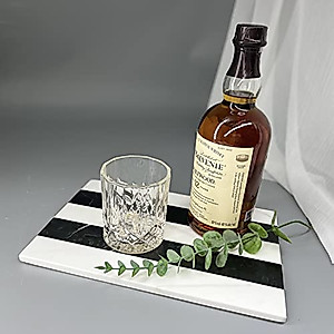 BustleDust 100% Natural Marble Pastry Board for Food, Tea, Coffee, Breakfast, Snacks, Cheese, Appetizers - Use in Kitchen, Bathroom, Office (Glossy Surface,Black&White,11.8x7.9x0.39in)