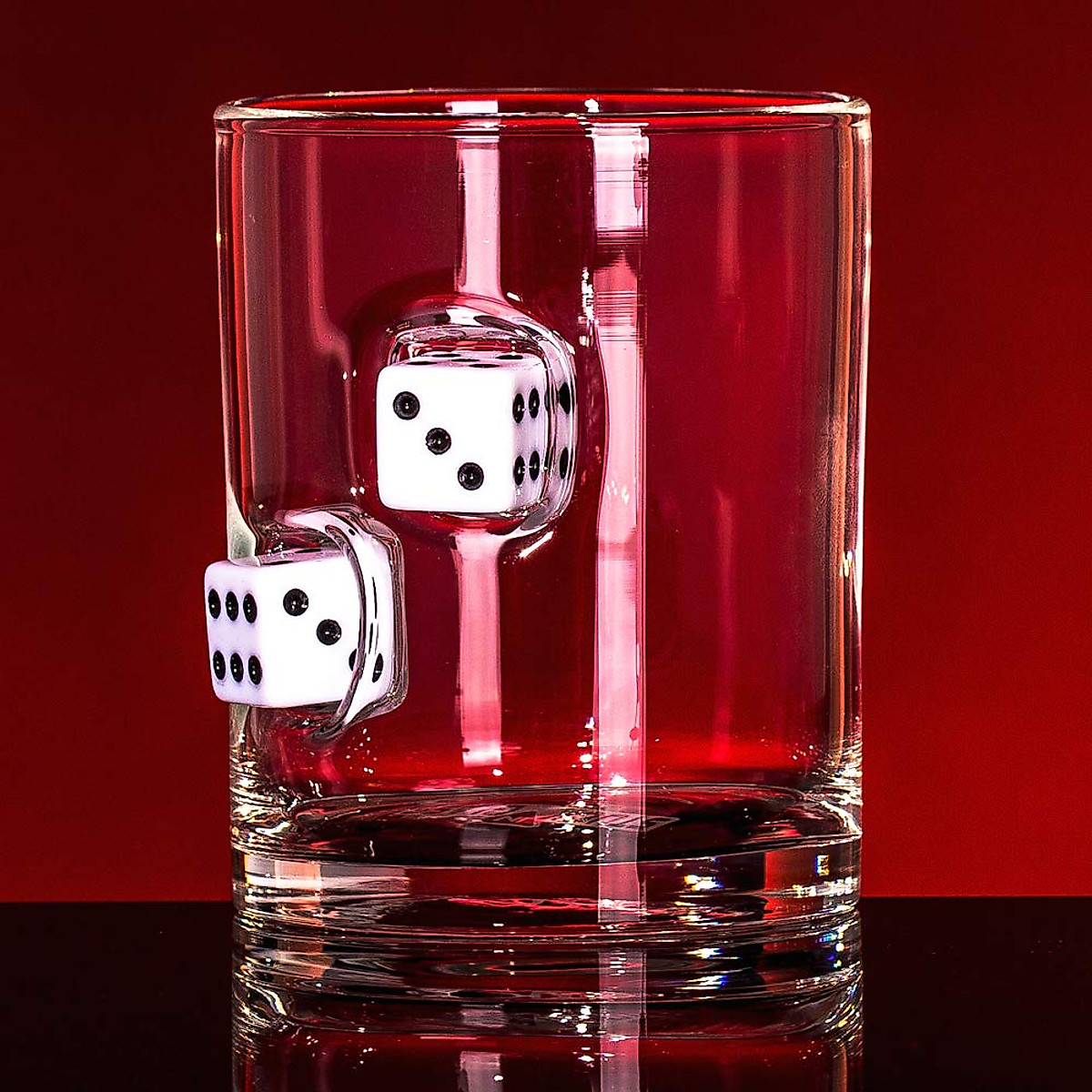 Stuck in Glass WHISKEY GLASSES | DICE | Original Embedded 10oz Borosilicate Rock Glassware (DEVILS BONE | WHITE)