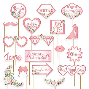 Wedding Photo Booth Props, 18PCS Bride to Be Bridal Shower Photo Booth Props Rose Gold Bachelorette Party Decorations for Wedding Favor Supplies