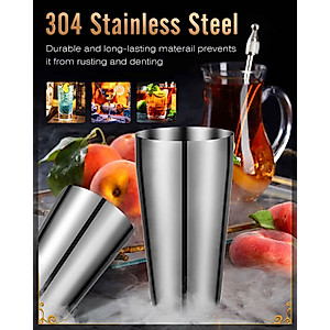 Cocktail Shakers Set Complete 24-Piece Bartender Kit Silver with Bar Tool Stand and Barware Tools Set for Home Bartending: Includes Boston Shaker, Jigger, Strainer, Mixer Spoon, Muddler, and More